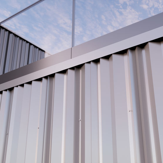 Bardage acier à effet aléatoire et nervures anguleuses pour façades ...