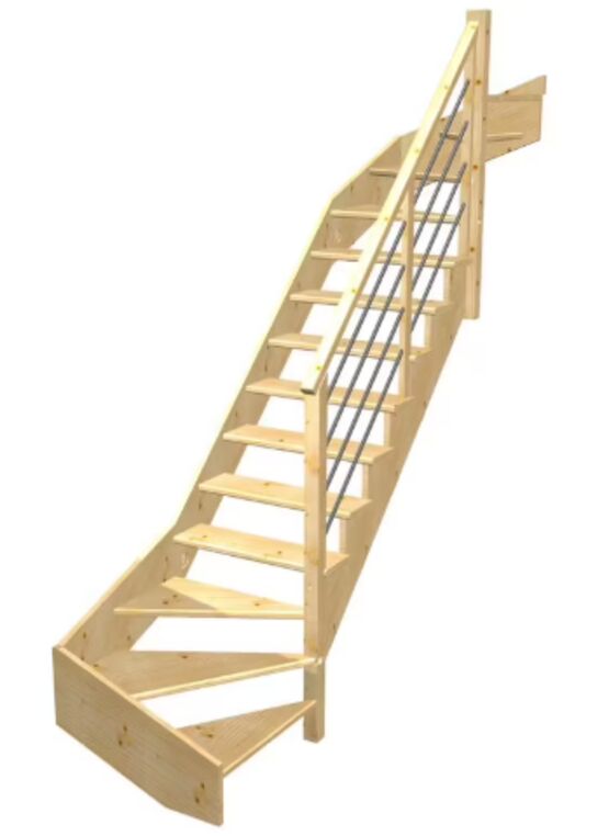 Escalier Ouessant double quart tournant haut & bas rampe Régate tubes ...