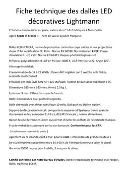 Telechargement documentation technique - [Tableaux Led décoratifs | LIGHTMANN ] - [Fiche ...