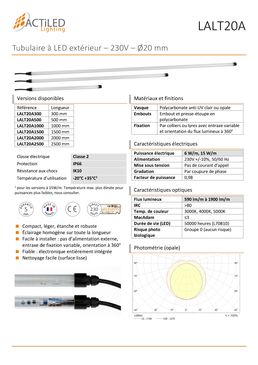Telechargement documentation technique - [Luminaire tubulaire à LED étanche Ø20mm pour l ...