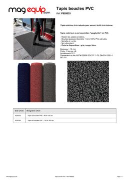 Telechargement documentation technique - [Tapis boucles PVC Spaghetti extérieur] - [Tapis ...
