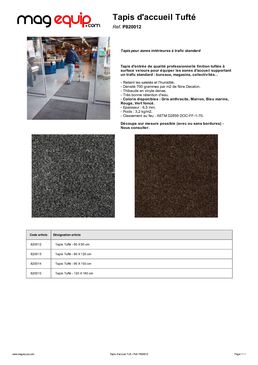 Telechargement documentation technique - [Tapis d'accueil Tufté] - [Tapis d'accueil Tufté.pdf]