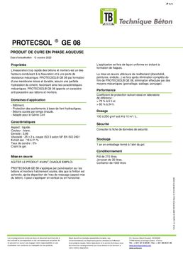 Telechargement documentation technique - [Produit de cure | Protecsol GE 08 TECHNIQUE BÉTON ...