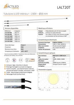Telechargement documentation technique - [Luminaire tubulaire à LED Ø20mm pour l’éclairage ...