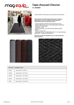 Telechargement documentation technique - [Tapis d'accueil Chevron ...