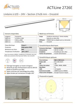 Telechargement documentation technique - [Luminaire linéaire encastré à LED 24V Section 27x26mm ...